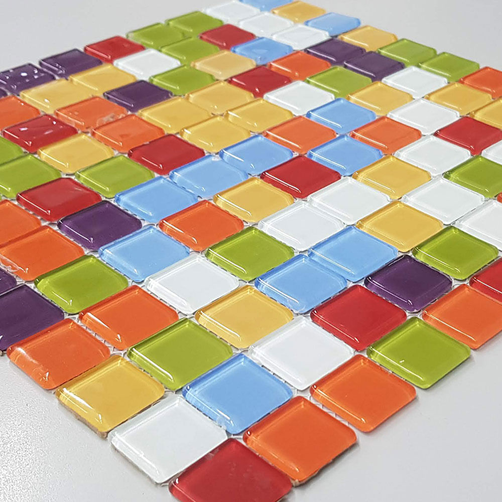 Pastilha de Vidro Cristal Mescla Amolite 2,5x2,5cm Placa de 30x30cm ...